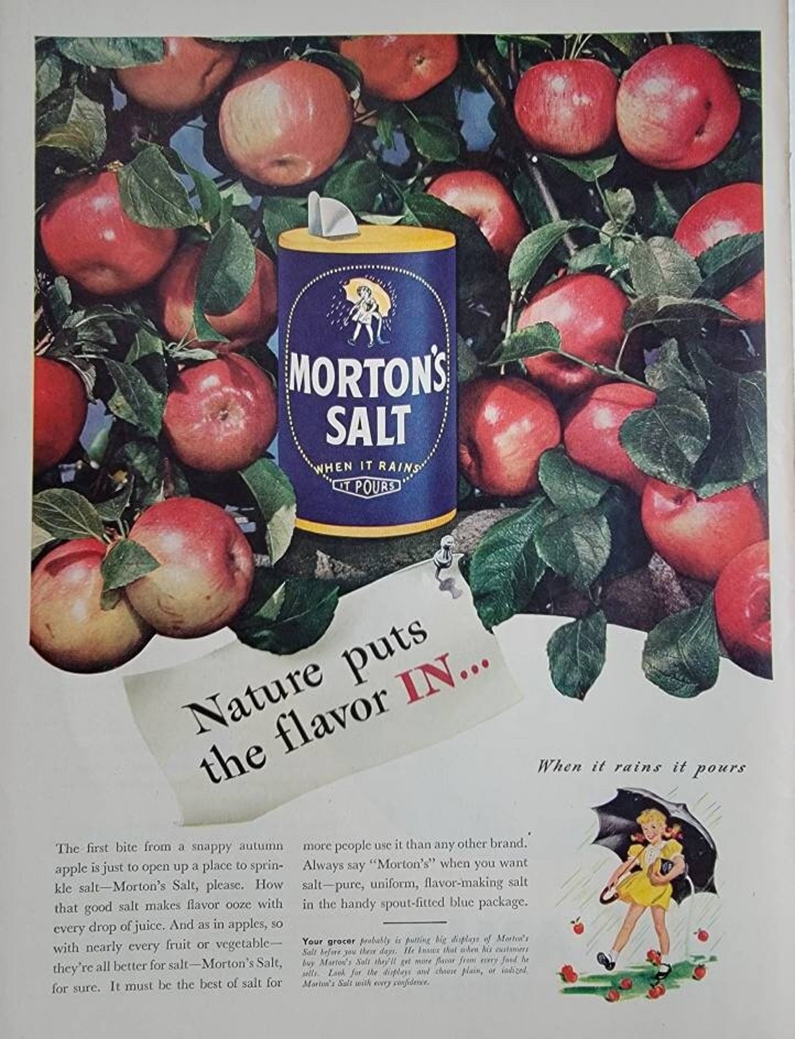 1947 Mortons Salt Vintage Advertisement Kitchen Wall Art - Etsy