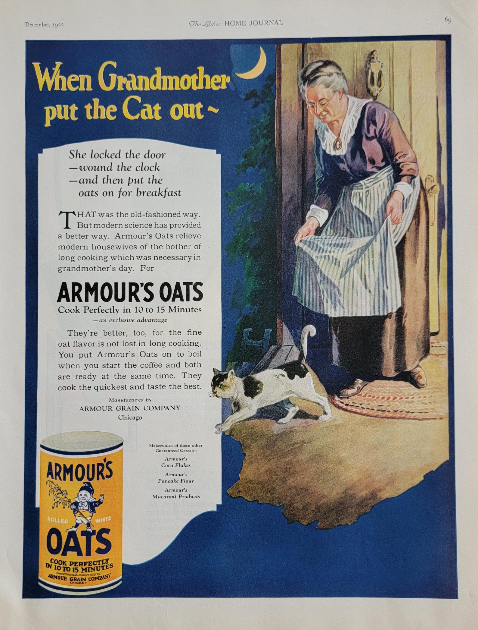 1922 Armour's Oats Ad: Vintage Kitchen Decor, Breakfast Nook Wall Art ...