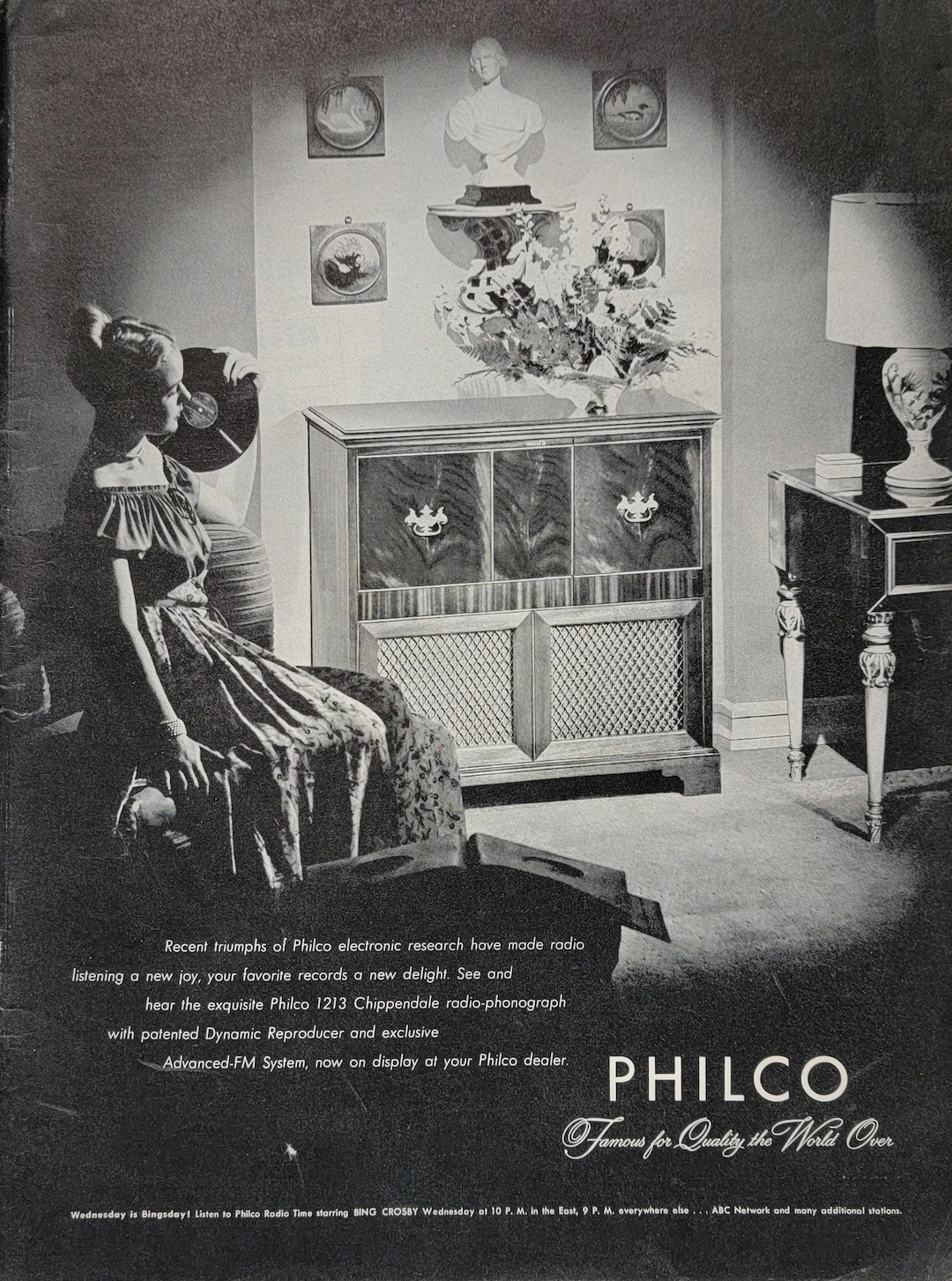 1947 Philco Radio Phonograph Vintage Advertisement Music Decor Vintage ...