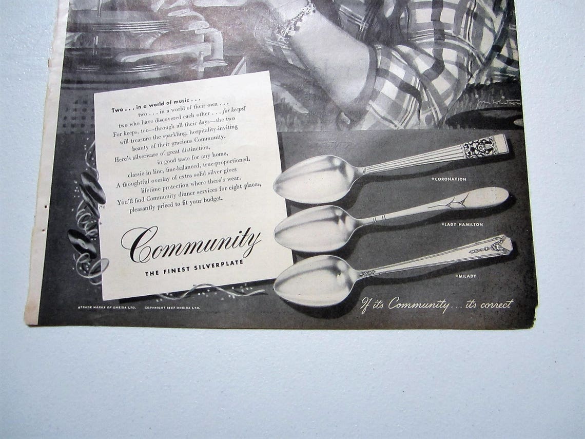 1947 Community Silverware Vintage Advertisement Kitchen Wall - Etsy