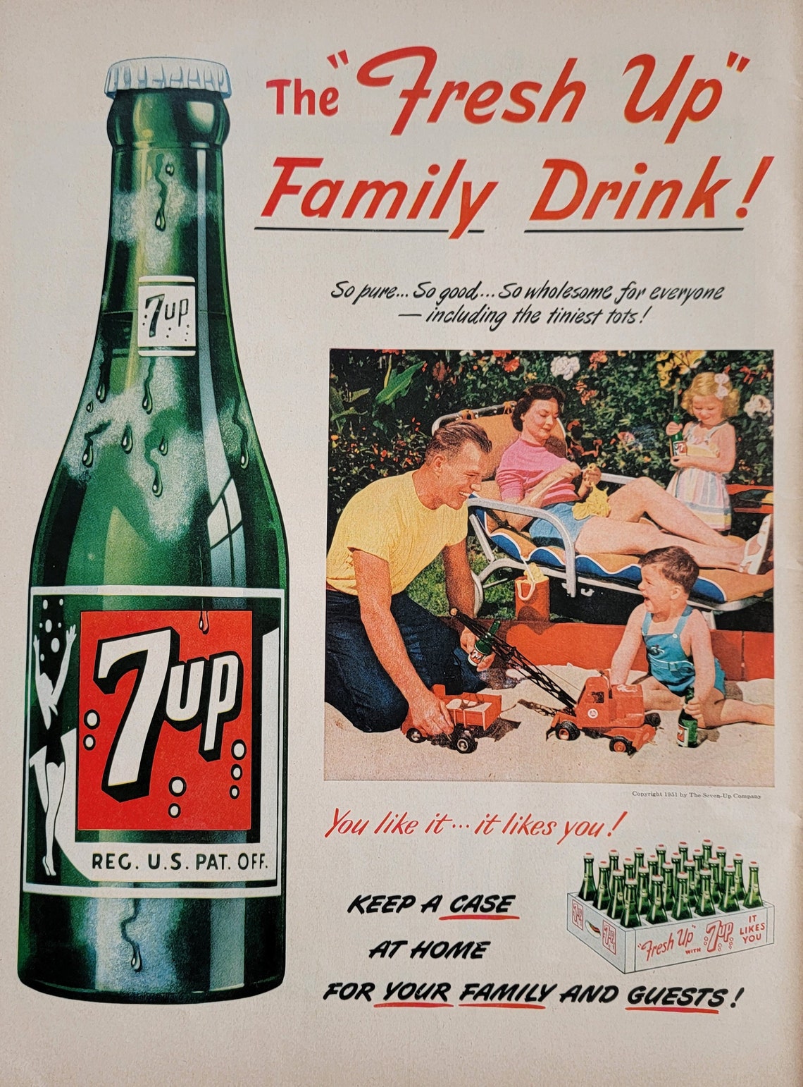 1951 7-up Vintage Advertisement Kitchen Wall Art Game Room Decor Cafe ...