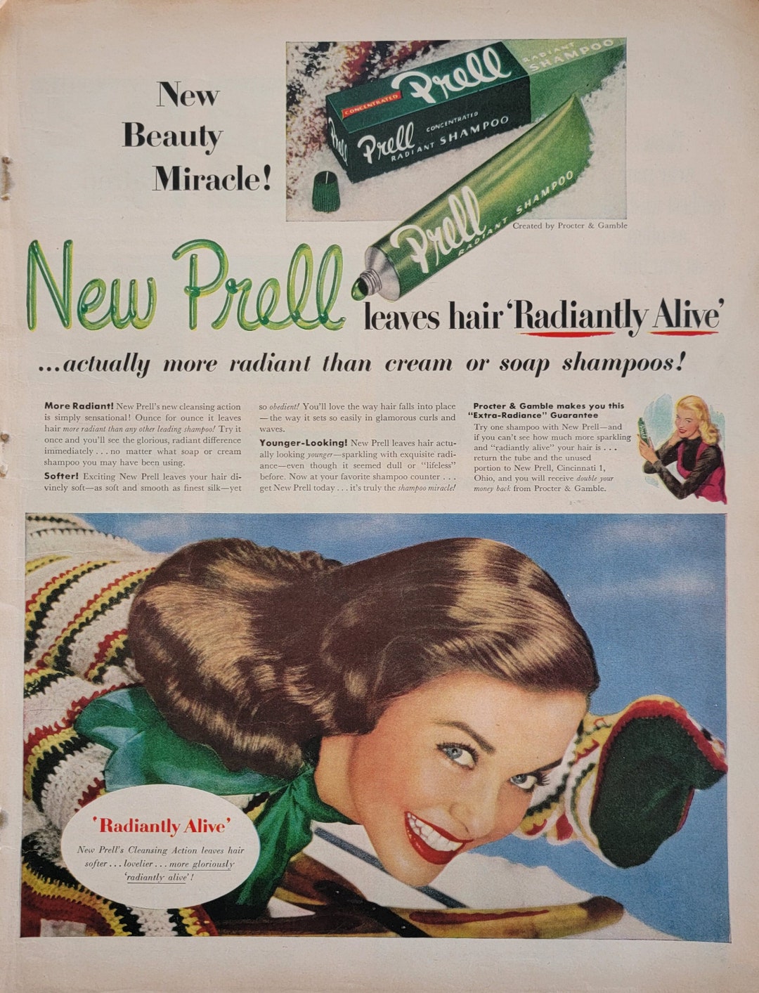 1951 Prell Shampoo Vintage Advertisement Bathroom Wall Art Beauty Salon ...