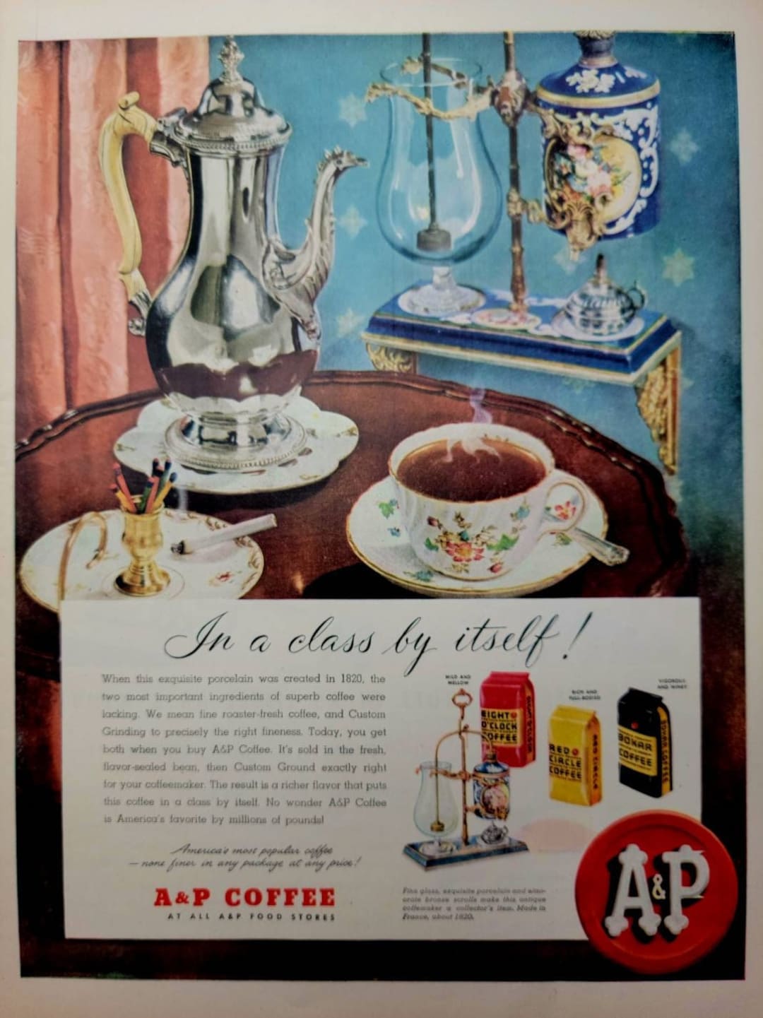 1947 A & P Coffee Vintage Advertisement Kitchen Wall Art Cafe Decor ...