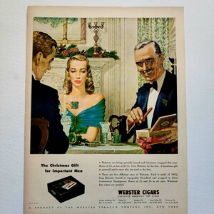 1947 Webster Cigars Vintage Advertisement Game Room Wall Art Man Cave ...