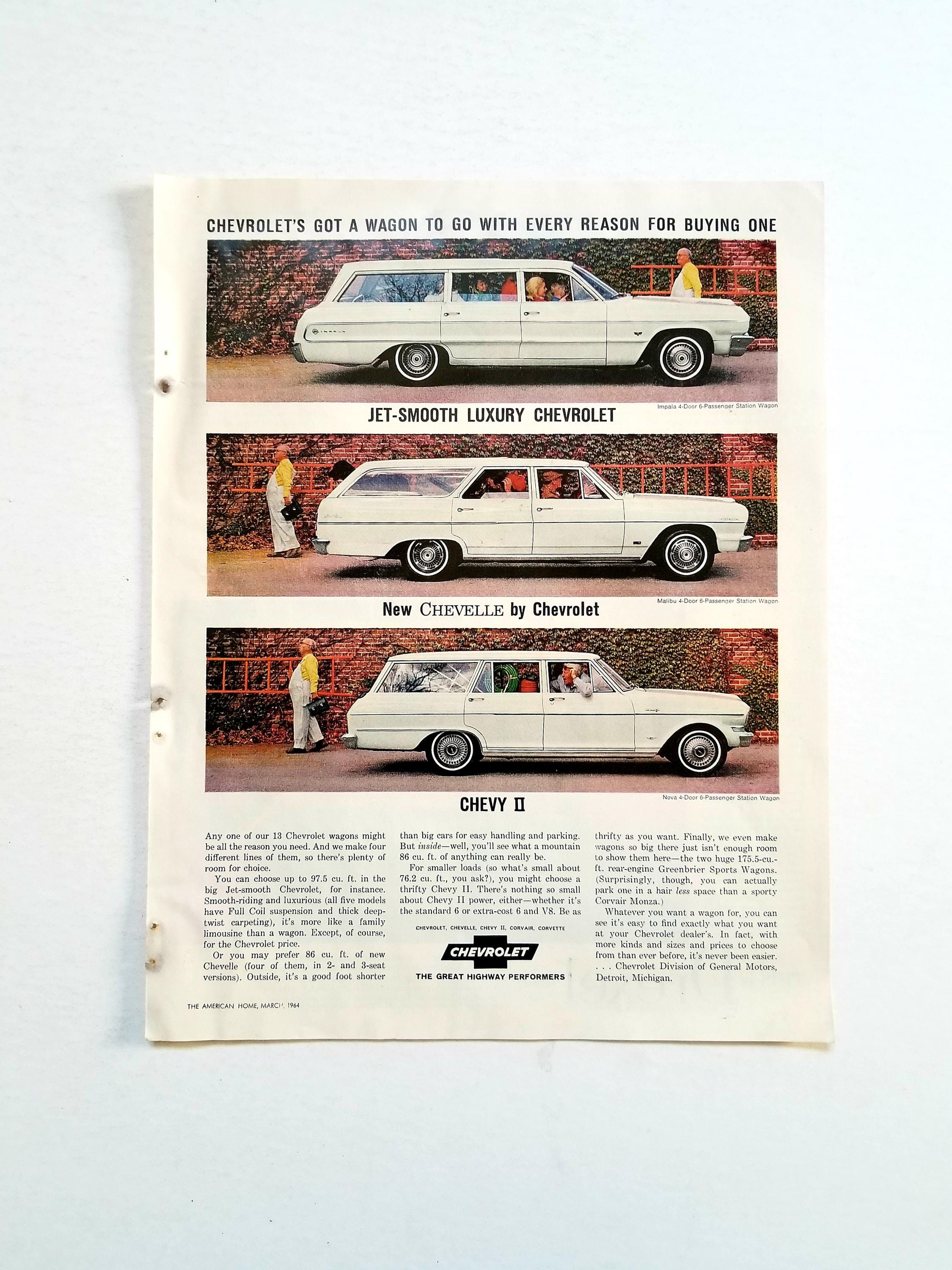 1964 Chevrolet Wagons Car Ad: Vintage Automotive Wall Art, Chevy ...