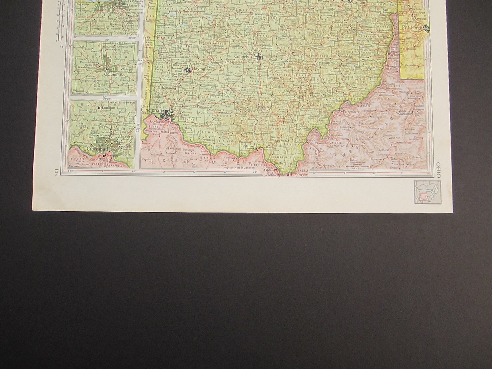 Vintage Ohio Map 1960 / Map Wall Art / Office Decor / Ohio Art ...