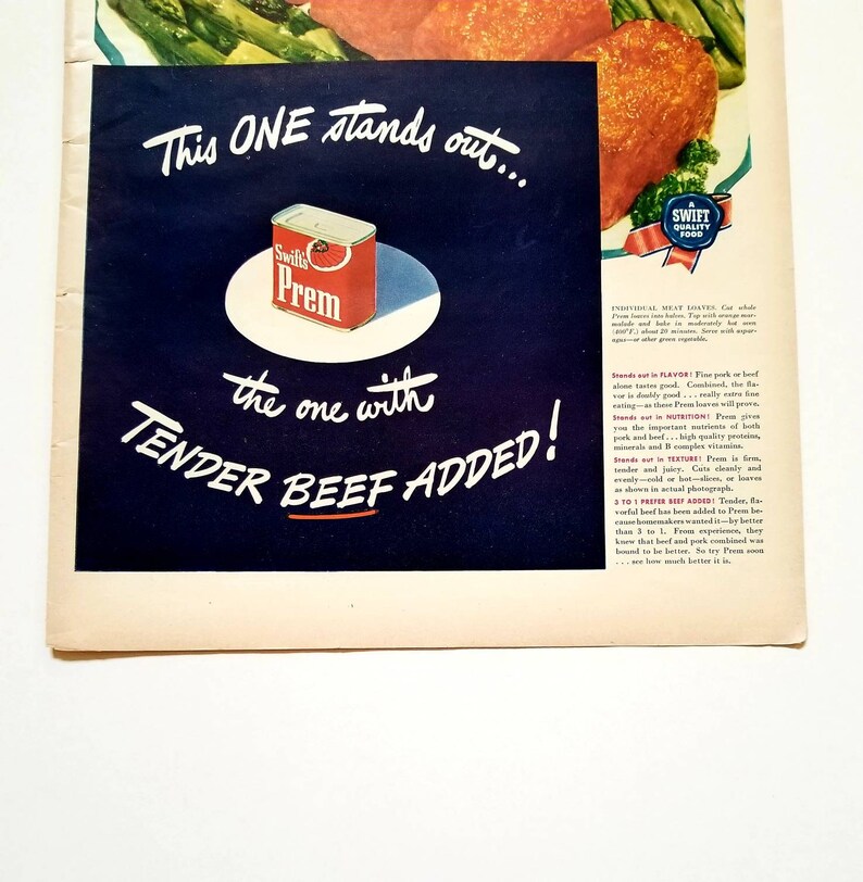 1947 Swifts Prem Canned Meat Vintage Advertisement Kitchen - Etsy