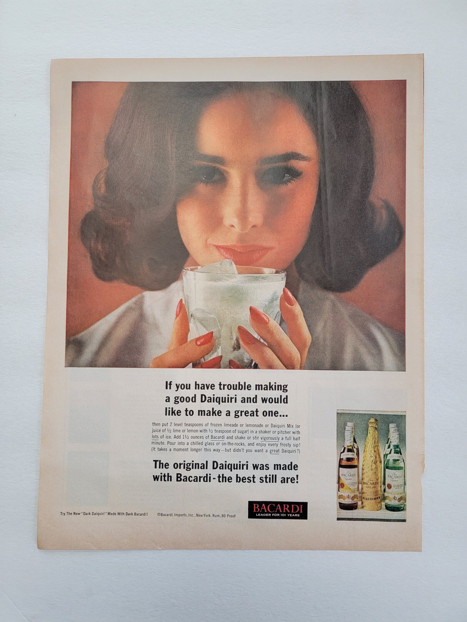 1963 Bacardi Rum Vintage Advertisement Bar Decor Lounge Wall Art ...