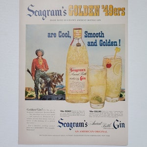 1949 Seagrams Ancient Bottle Gin Vintage Advertisement Bar Decor Man ...