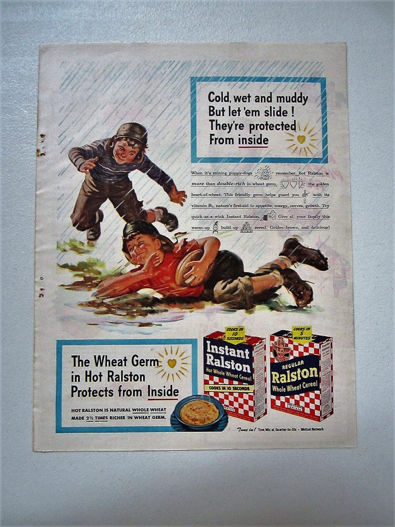 1945 Ralston Whole Wheat Cereal Vintage Advertisement Kitchen - Etsy