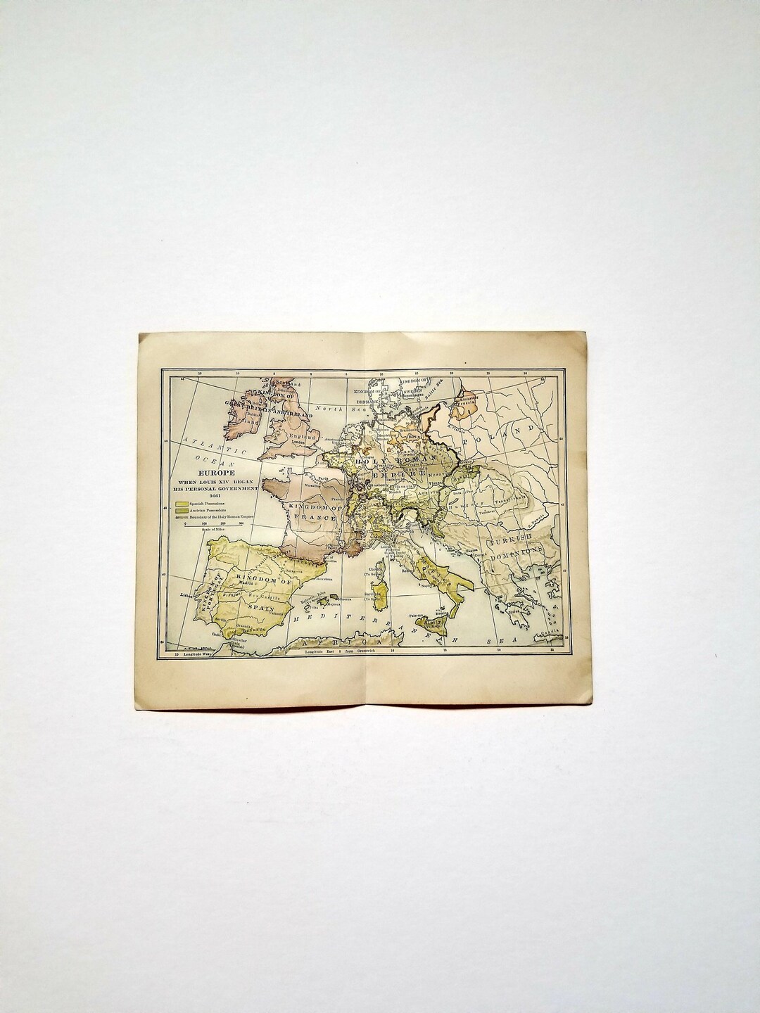 Vintage 1921 Map of Europe 1661 / Map Wall Art / Office Decor / World ...