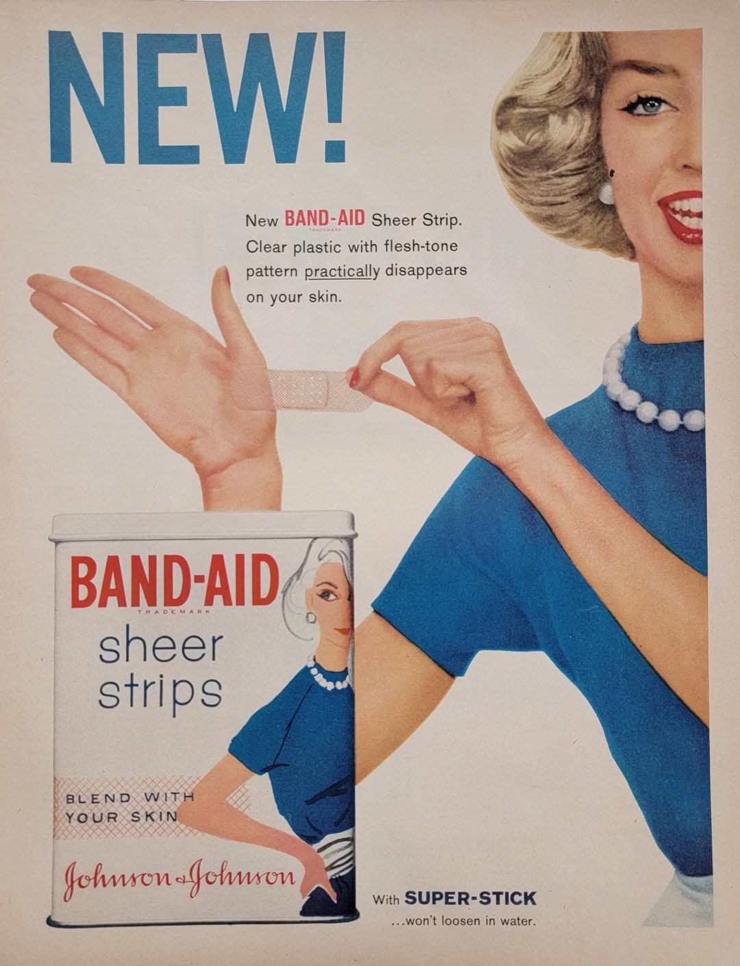 1958 Band-aid Vintage Advertisement Doctors Office Wall Art Waiting ...
