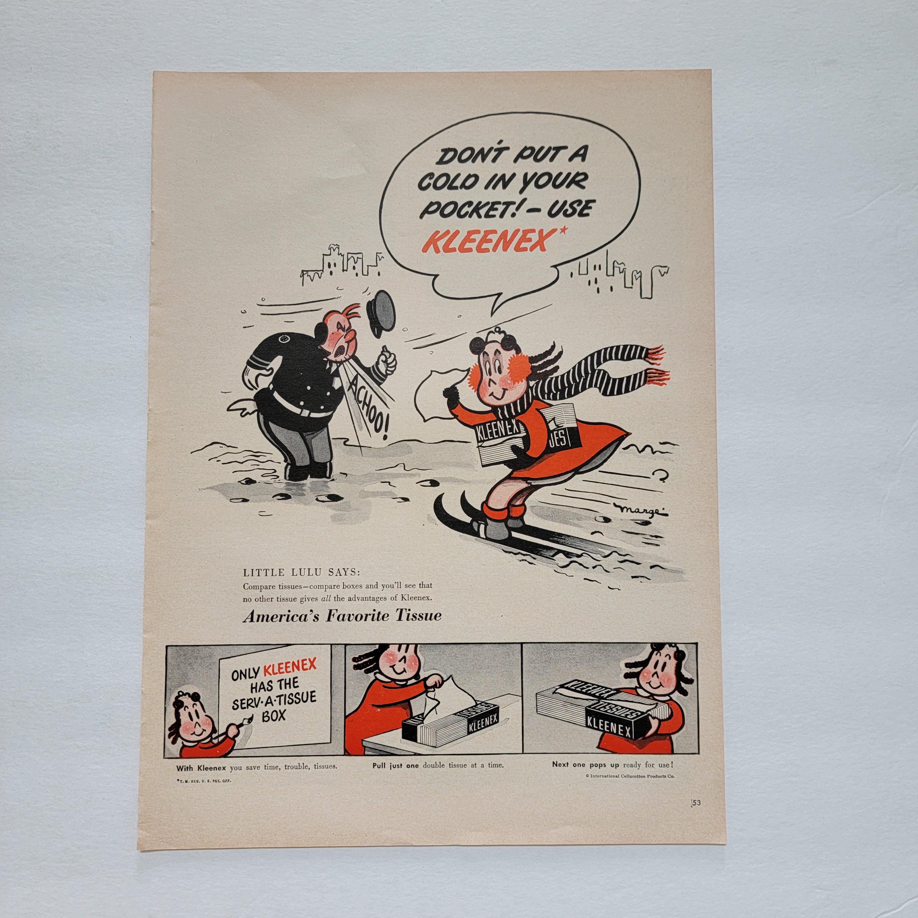 1948 Kleenex Tissues Ad: Little Lulu Vintage Bathroom Decor Magazine ...