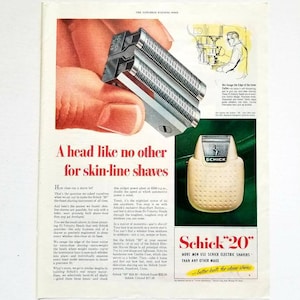 1951 Schick Electric Razor Vintage Advertisement Bathroom Wall Art ...