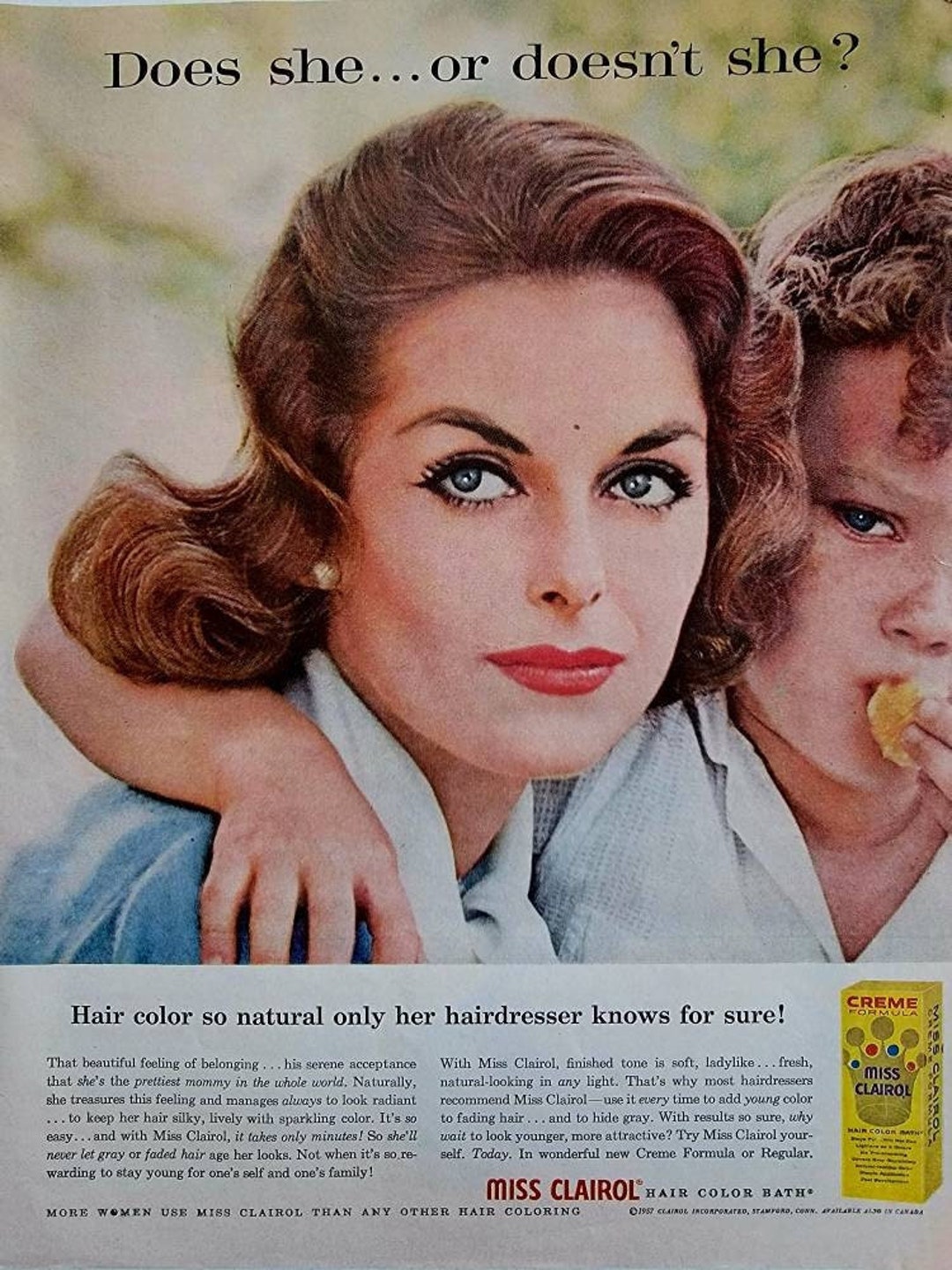 1958 Miss Clairol Hair Color Bath Vintage Advertisement Bathroom Wall ...