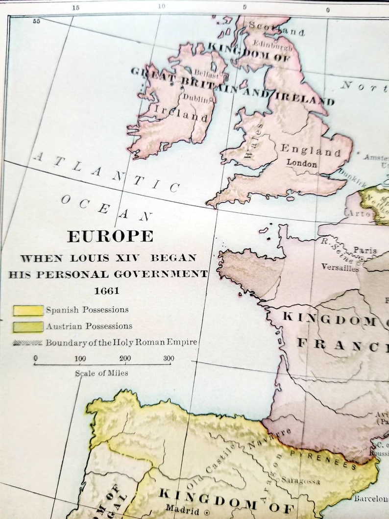 Vintage 1921 Map of Europe 1661 / Map Wall Art / Office Decor / World ...