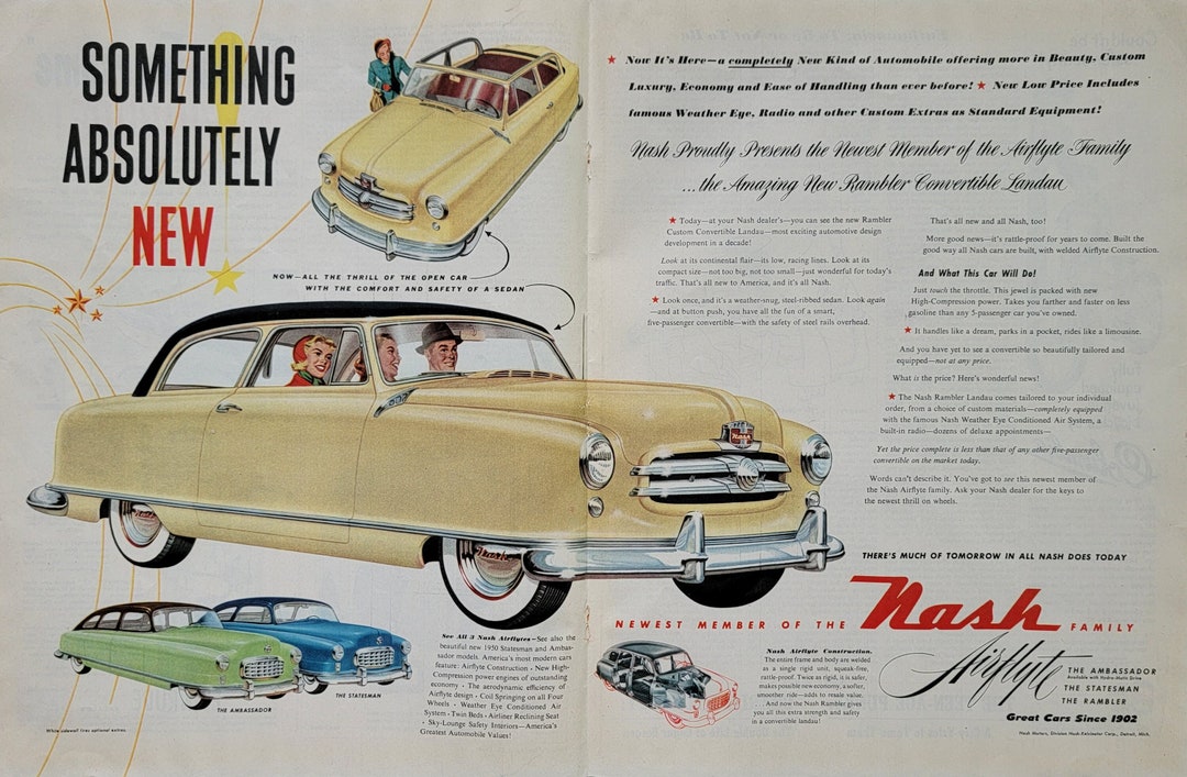 1950 Nash Automobile Vintage Advertisement Automotive Wall Art Classic ...