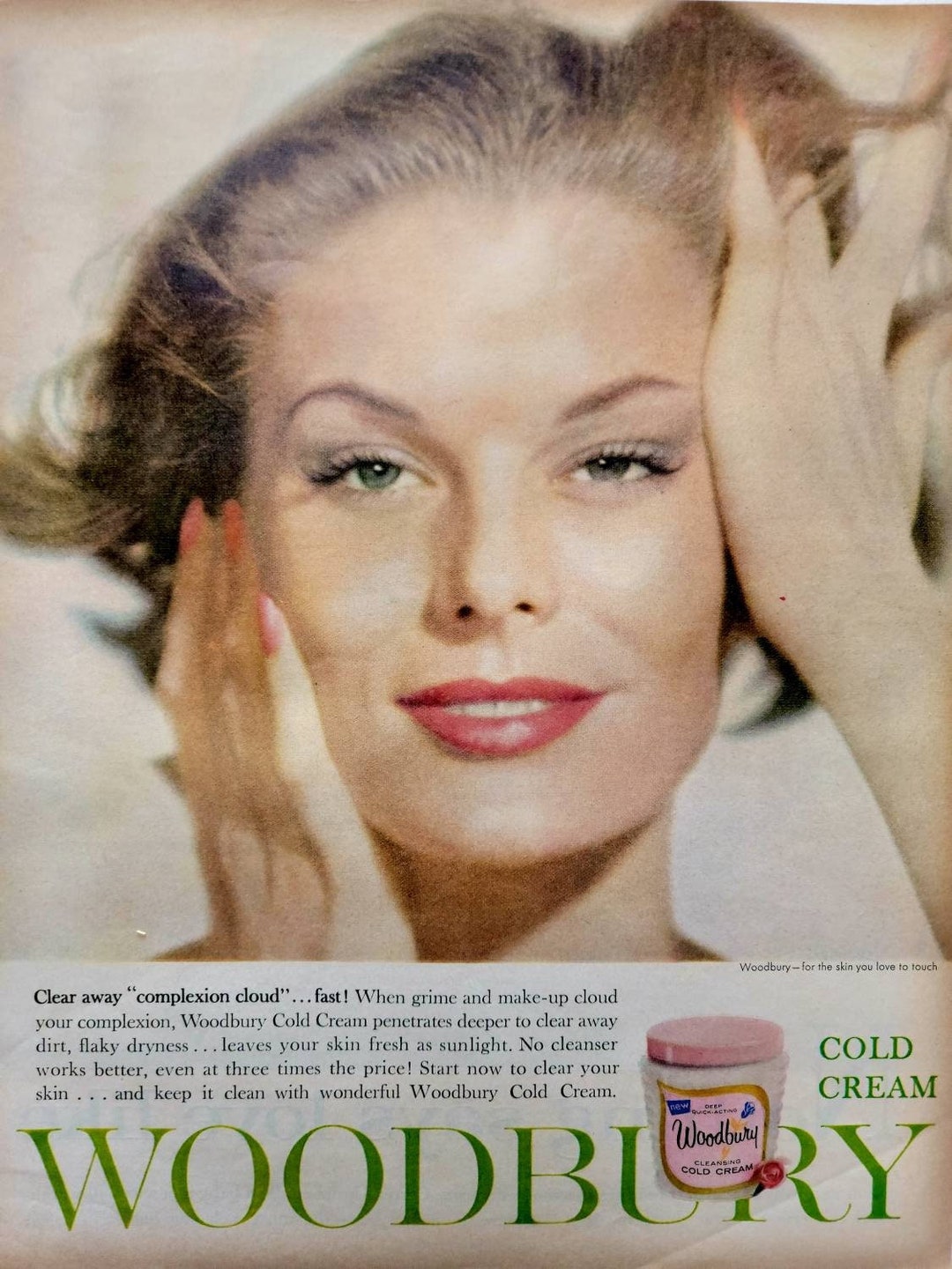 1960 Woodbury Cold Cream Vintage Advertisement Bathroom Wall Art Beauty ...