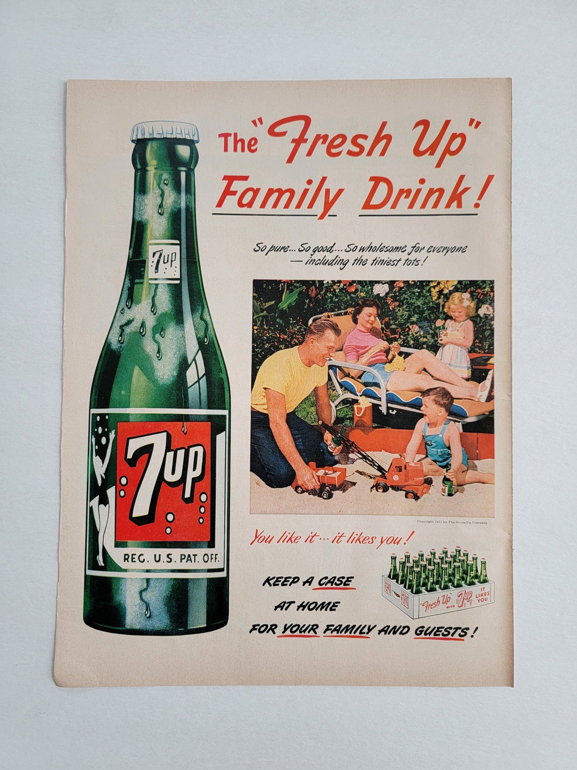 1951 7-up Vintage Advertisement Kitchen Wall Art Game Room Decor Cafe ...