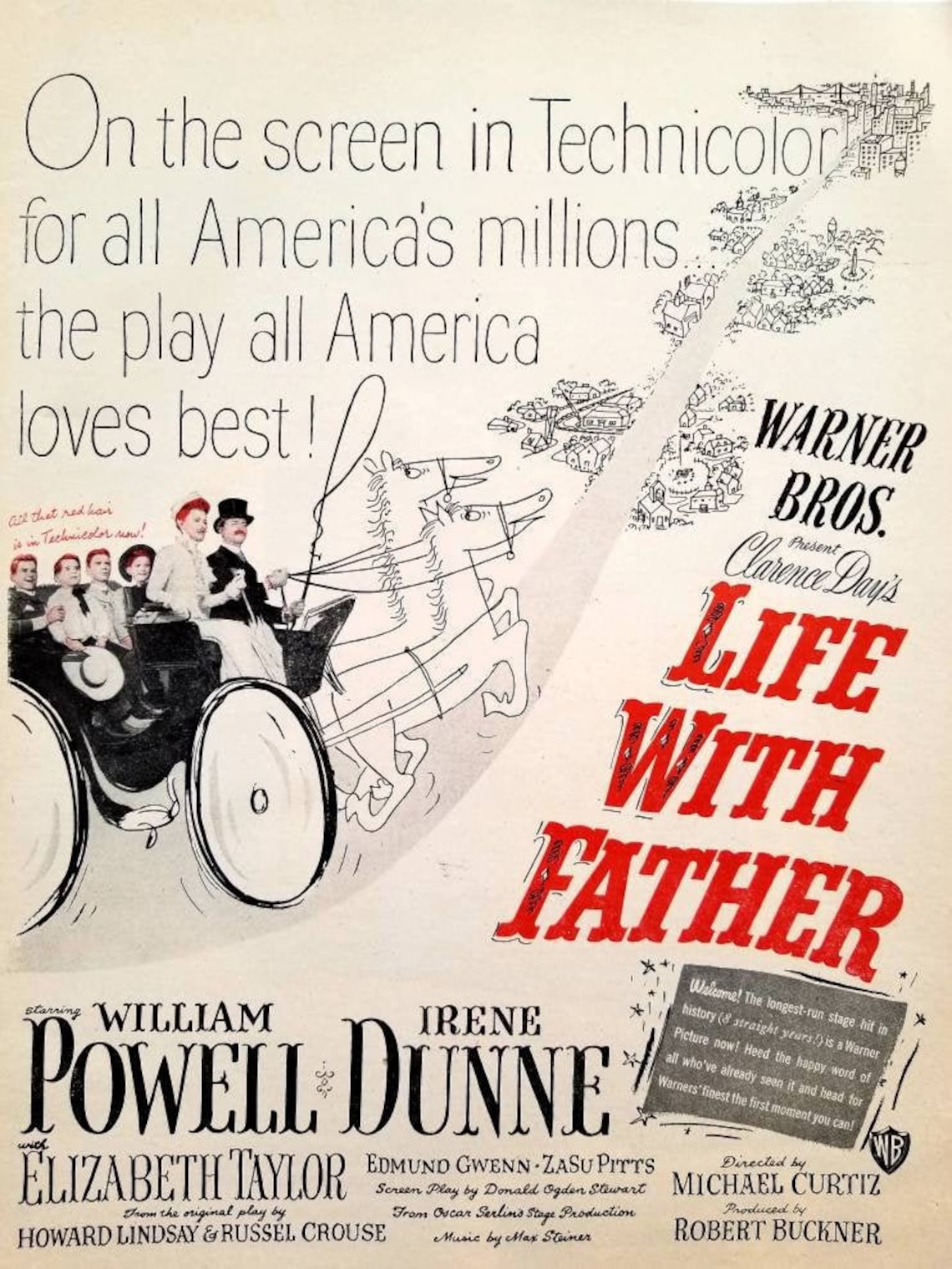 1947 Life With Father Vintage Movie Poster Print Elizabeth - Etsy