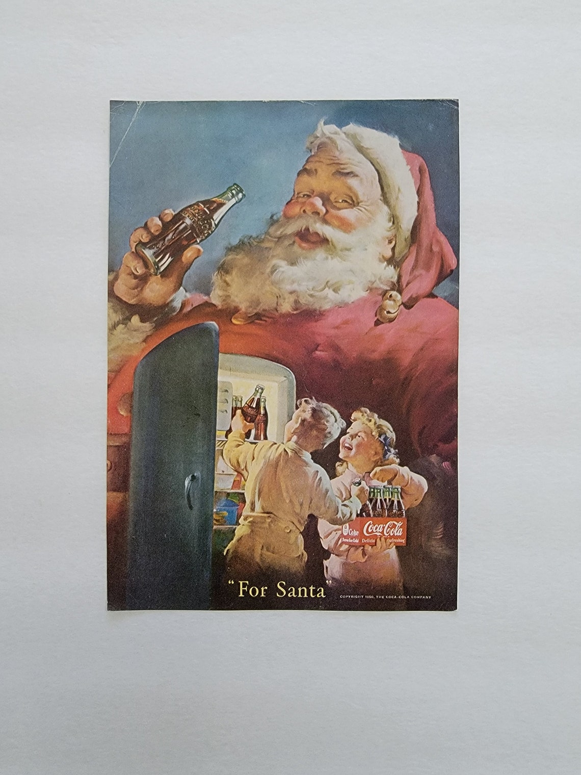 1950 Coca Cola Santa Claus Ad: Vintage Christmas Holiday Kitchen Wall ...