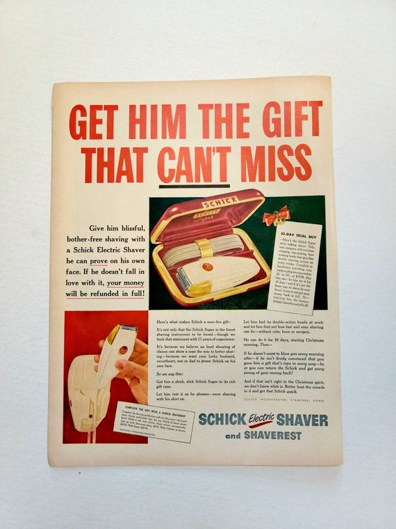 1947 Schick Eversharp Razor Vintage Advertisement Bathroom Wall Art ...