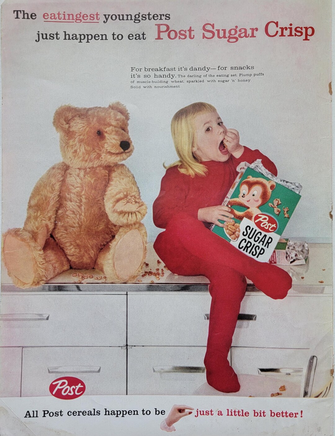 1959 Post Sugar Crisp Cereal Ad: Vintage Kitchen Diner Decor Magazine ...
