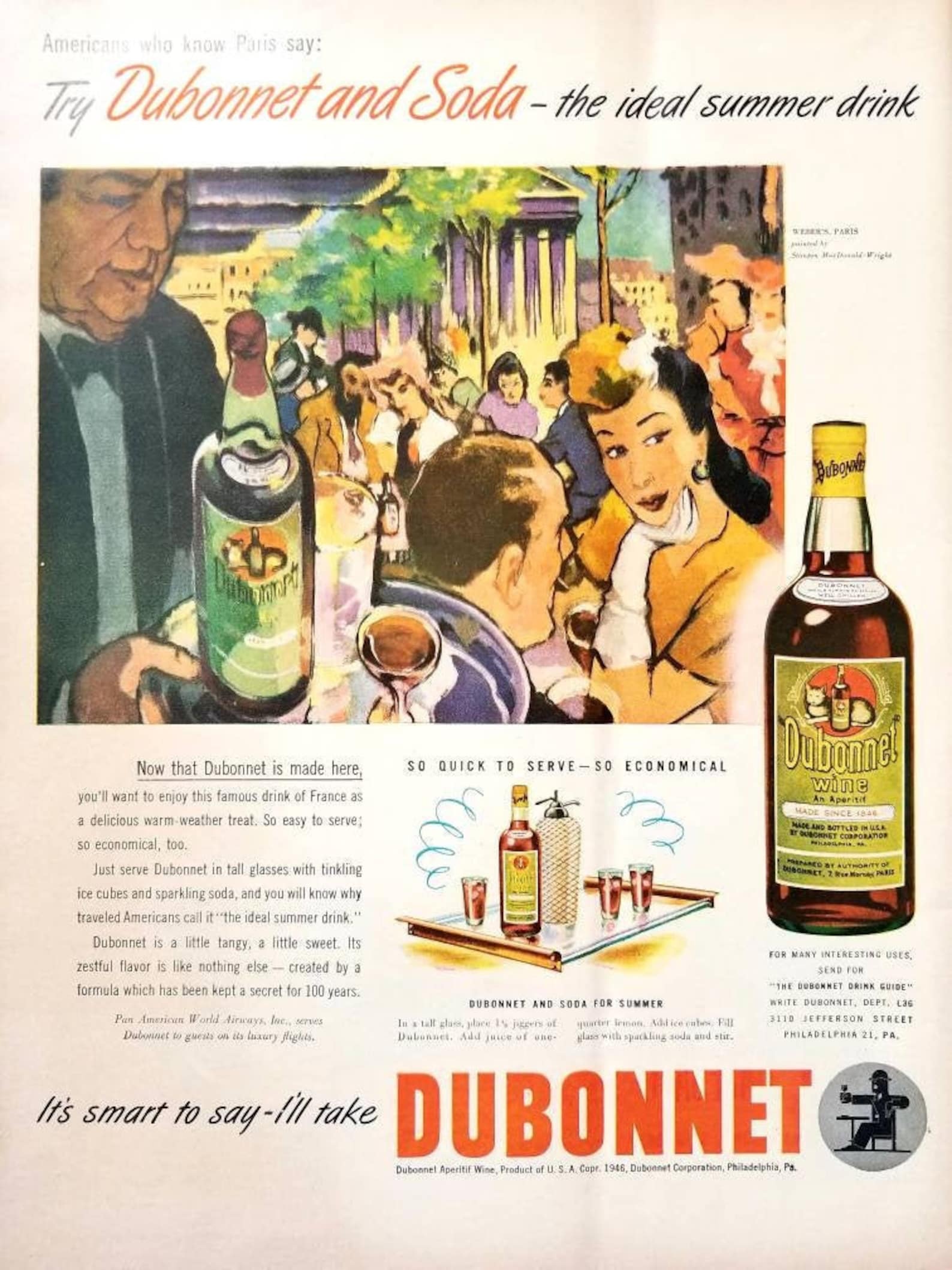1946 Dubonnet Wine Vintage Advertisement Man Cave Wall Art - Etsy