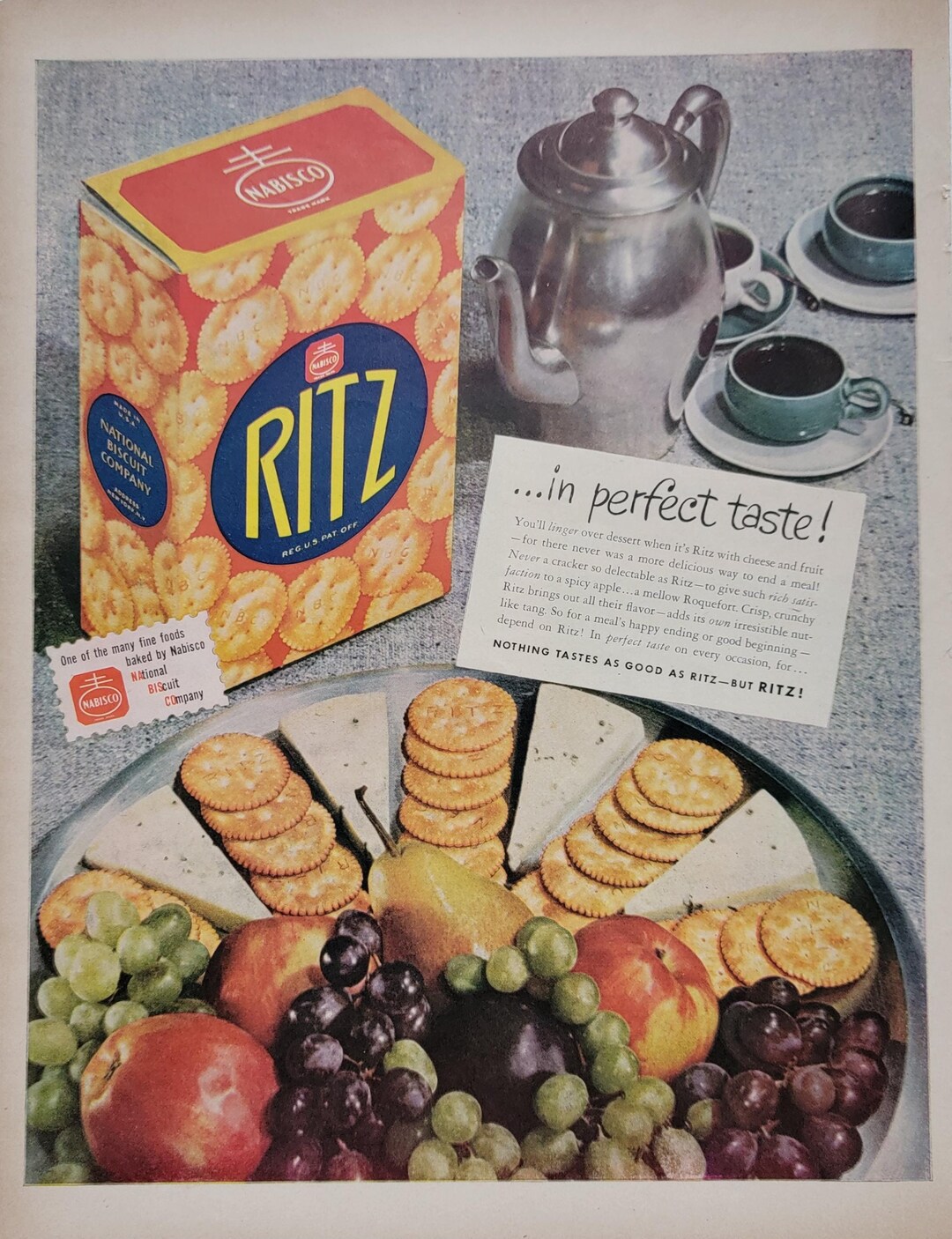1947 Ritz Crackers Vintage Advertisement Kitchen Wall Art Kitchen Decor ...