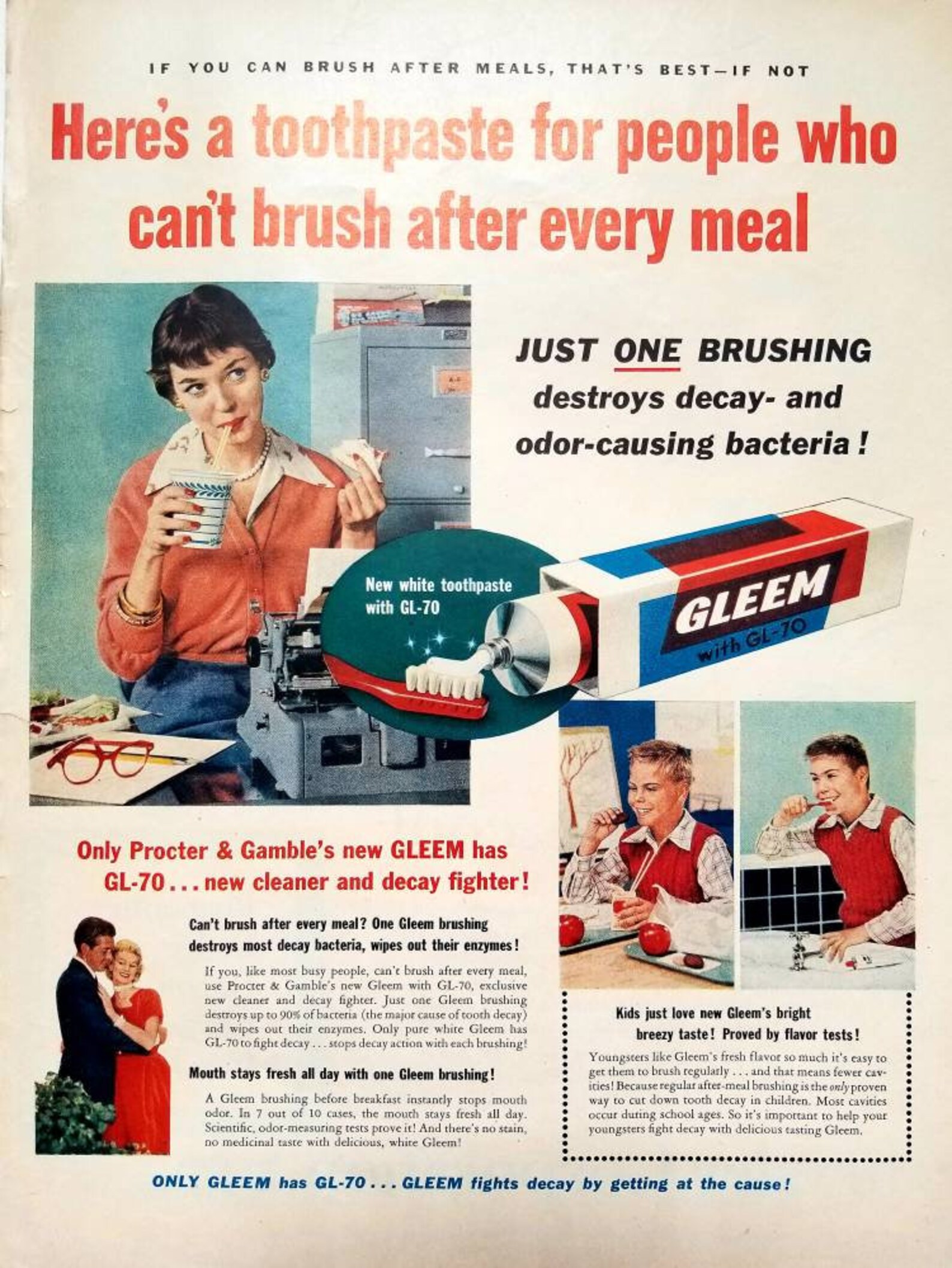 1954 Gleem Toothpaste Vintage Advertisement Bathroom Wall Art | Etsy