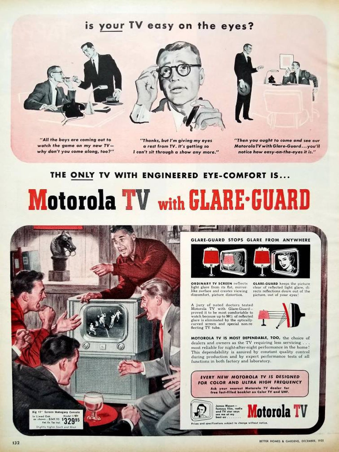 1951 Motorola TV Ad: Vintage Den Man Cave Decor, Television Magazine ...