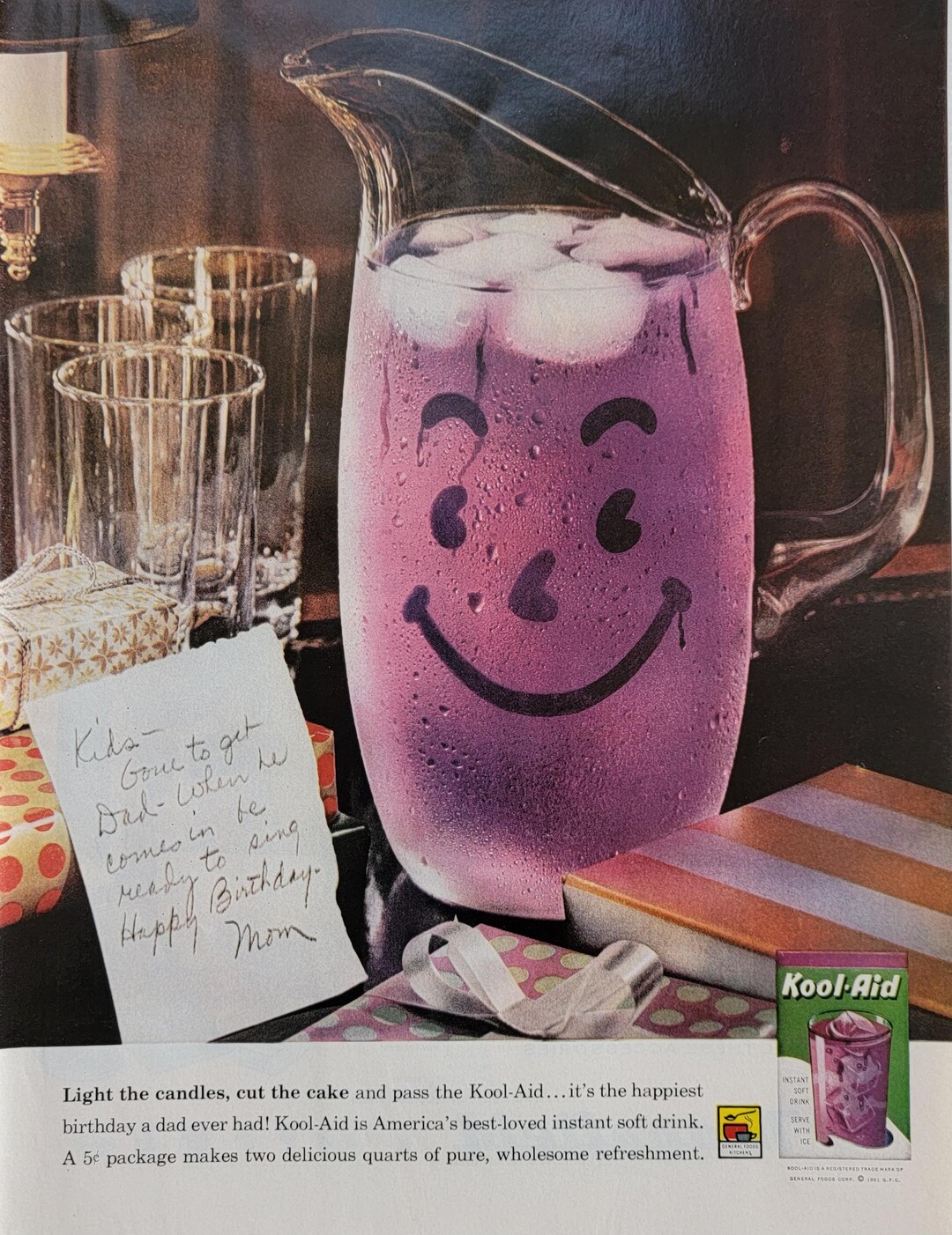 1961 Kool Aid Vintage Advertisement Kitchen Wall Art Kitchen Decor ...