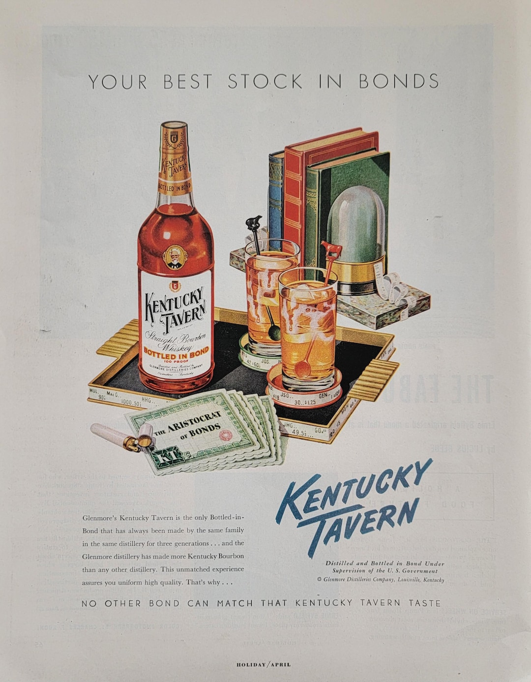 1950 Kentucky Tavern Bourbon Whiskey Ad: Vintage Bar Wall Art, Lounge ...