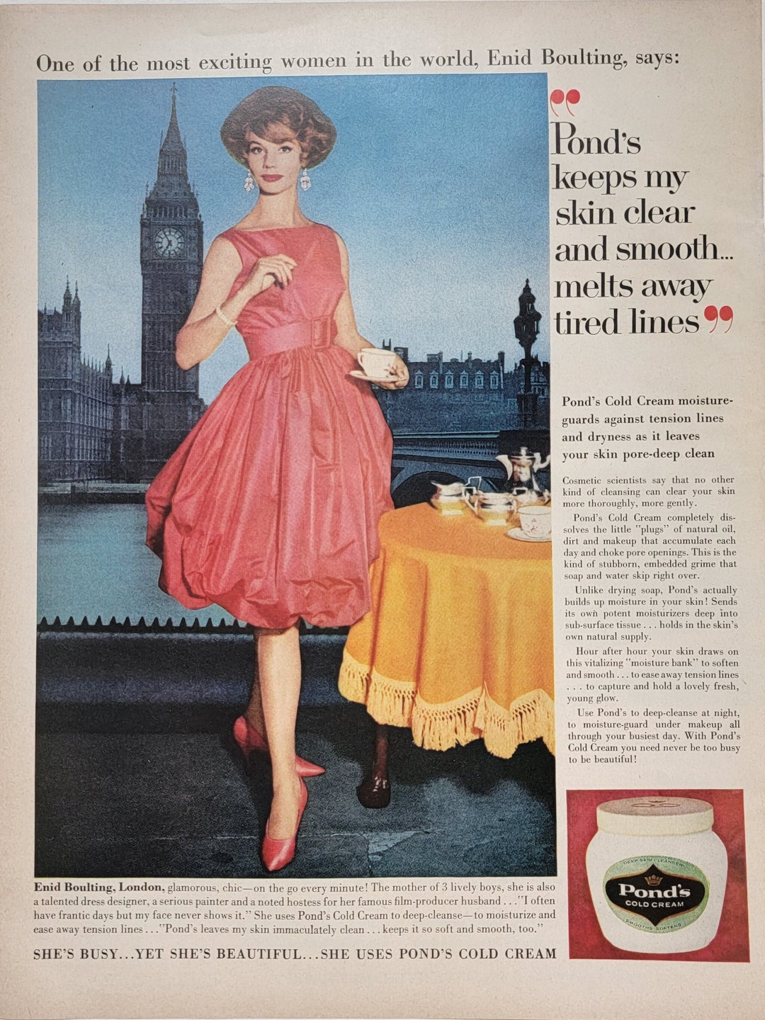 1961 Ponds Cold Cream Vintage Advertisement Bathroom Decor Beauty Salon ...