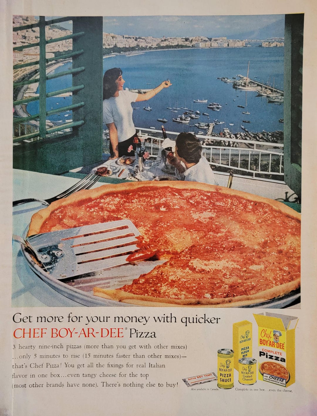 1959 Chef Boy-ar-dee Pizza Kit Vintage Advertisement Kitchen Wall Art ...