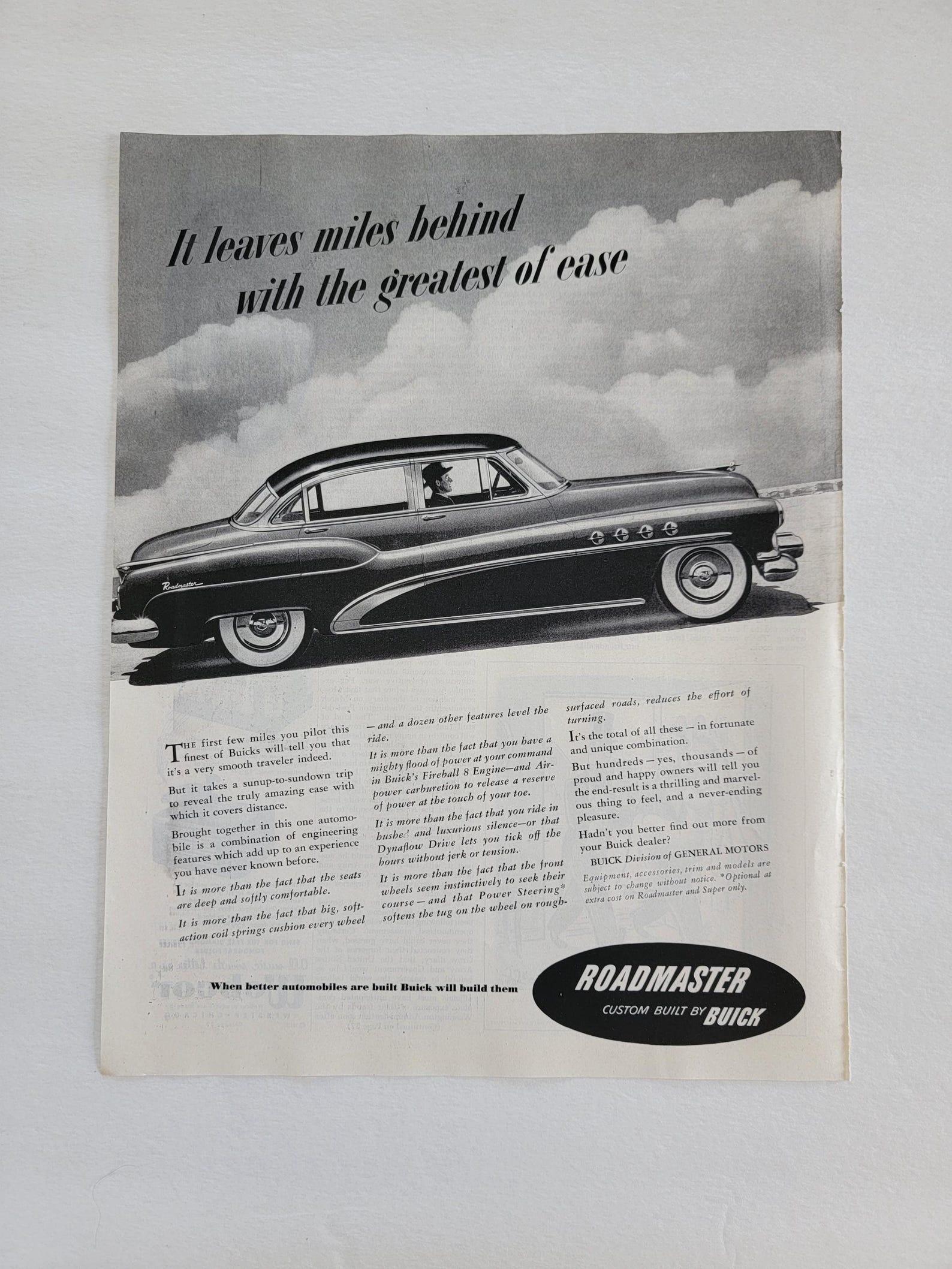 1951 Buick Roadmaster Vintage Advertisement Classic Car Wall Art Man ...