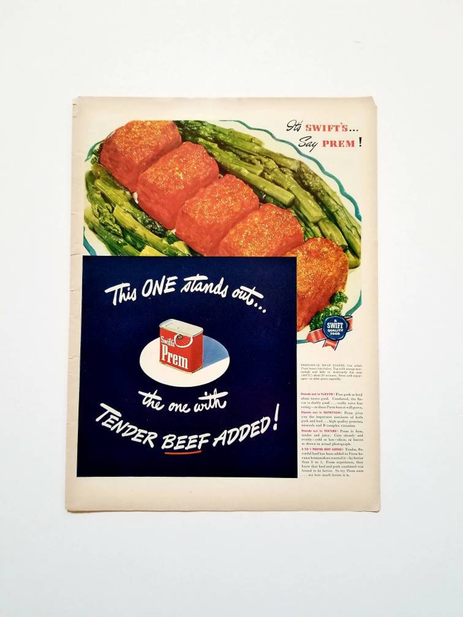 1947 Swifts Prem Canned Meat Vintage Advertisement Kitchen - Etsy