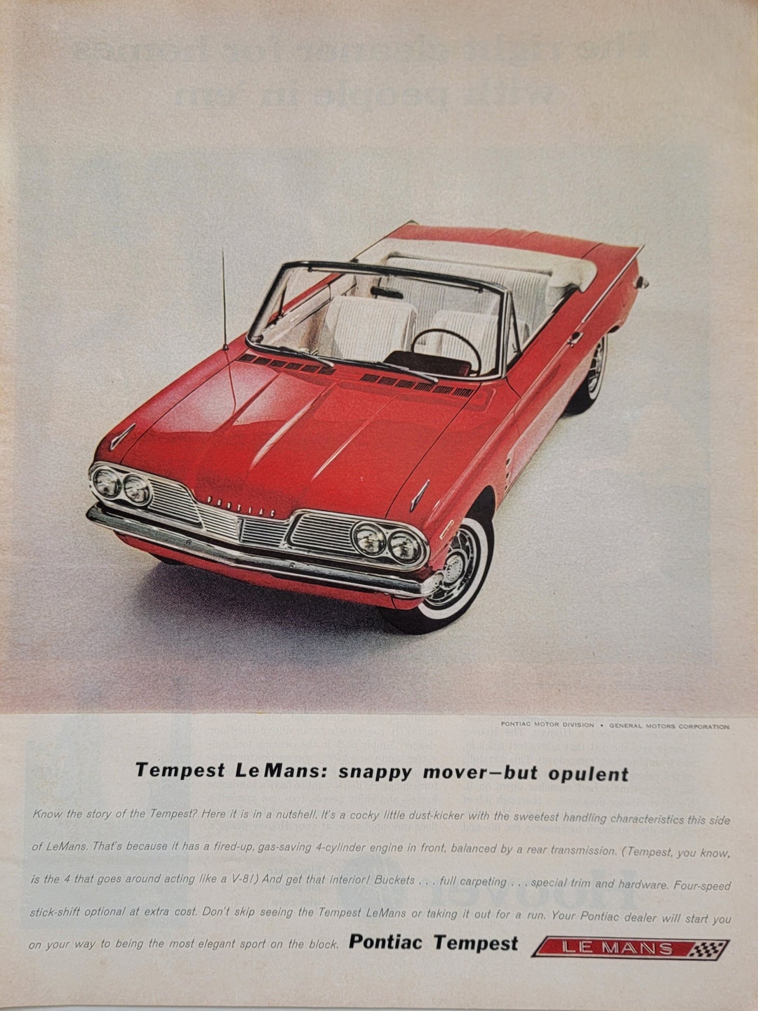 1962 Pontiac Tempest Le Mans Vintage Advertisement Automotive Wall Art ...