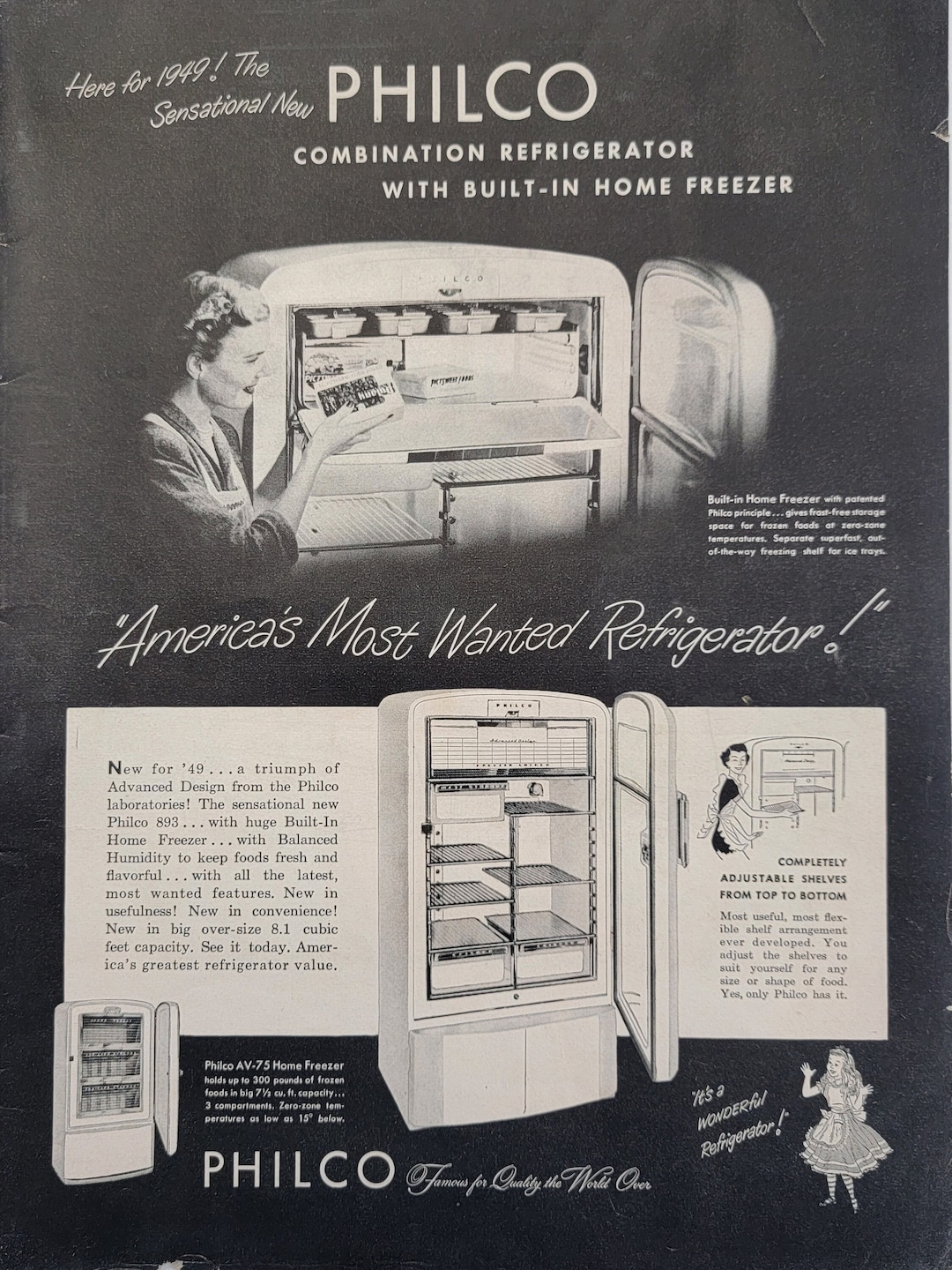 1949 Philco Refrigerator Vintage Advertisement Kitchen Decor Vintage ...
