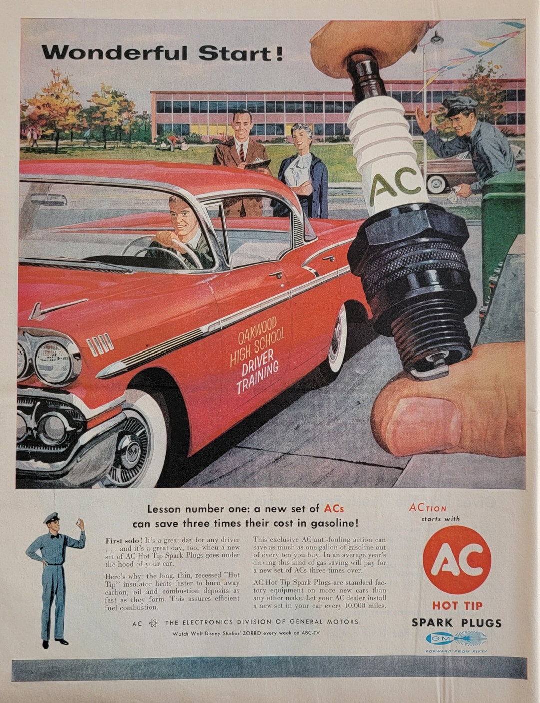 1957 AC Spark Plugs Vintage Advertisement Automotive Wall Art Garage ...