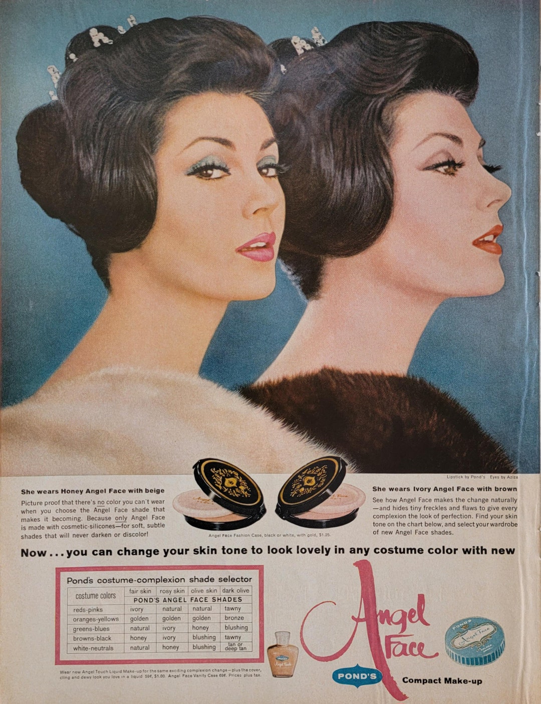 1958 Ponds Angel Face Makeup Vintage Advertisement Bathroom Decor ...
