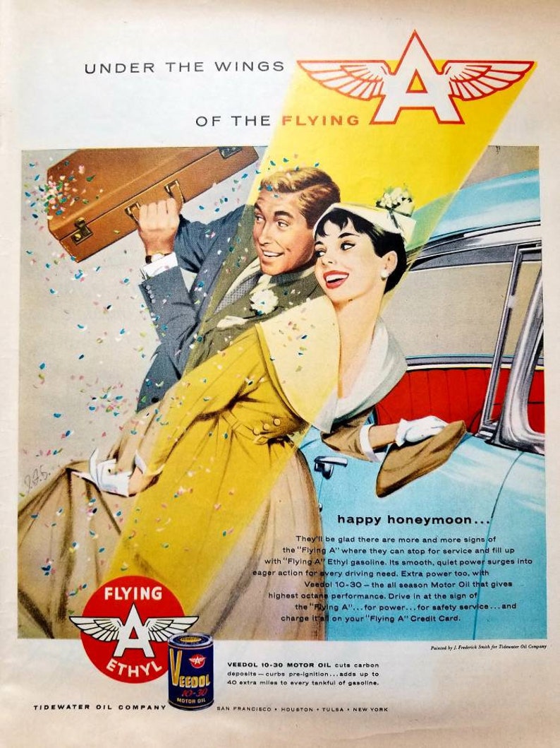 1956 Veedol Flying A Ethyl Gasoline Vintage Advertisement | Etsy