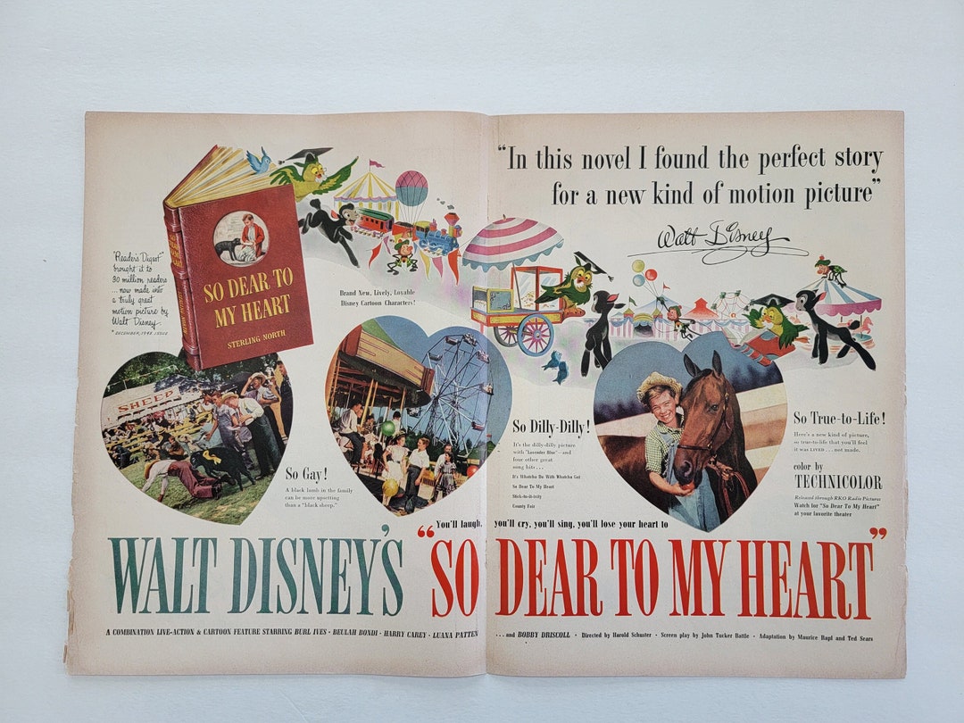 1949 Walt Disneys so Dear to My Heart Vintage Movie Print Magazine ...