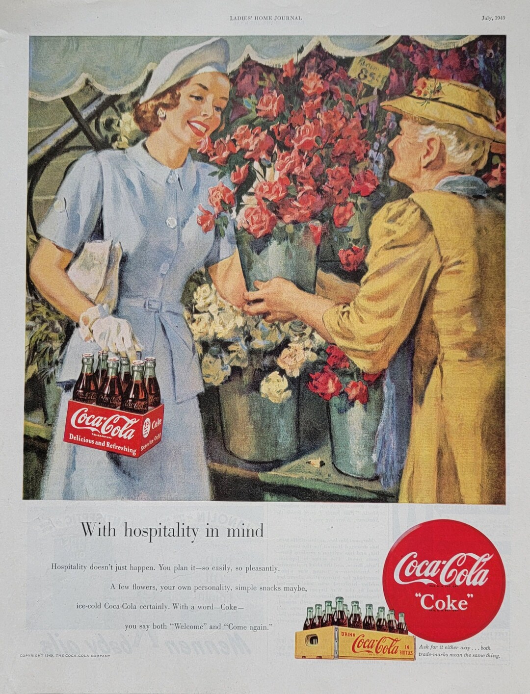 1949 Coca Cola Vintage Advertisement Kitchen Decor Coke Ad - Etsy