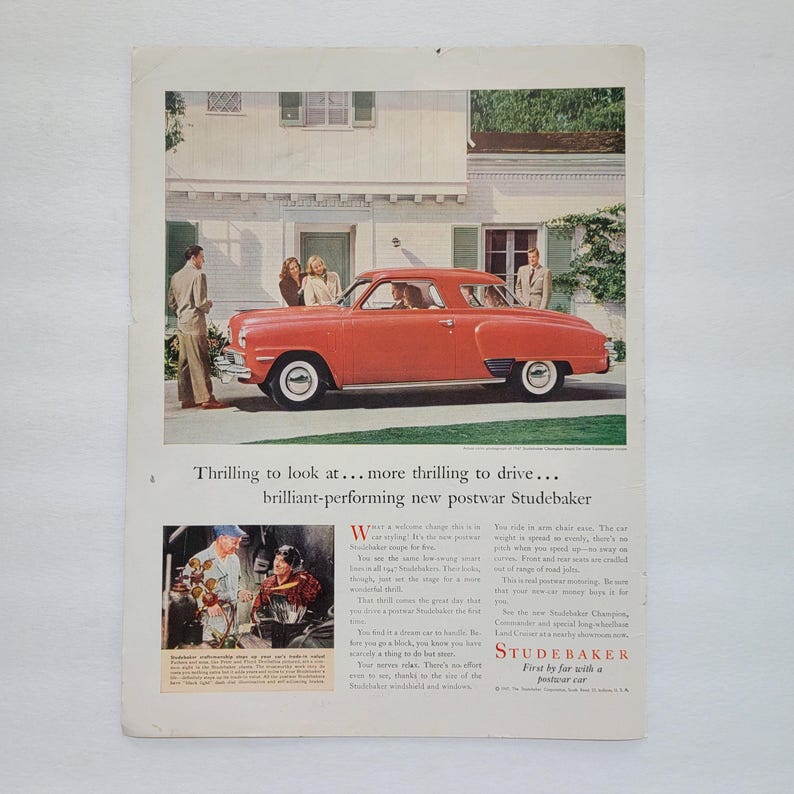 1947 Studebaker Champion Regal Deluxe Coupe Ad: Vintage Car Wall Art ...