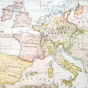 Vintage 1921 Map of Europe 1661 / Map Wall Art / Office Decor / World ...