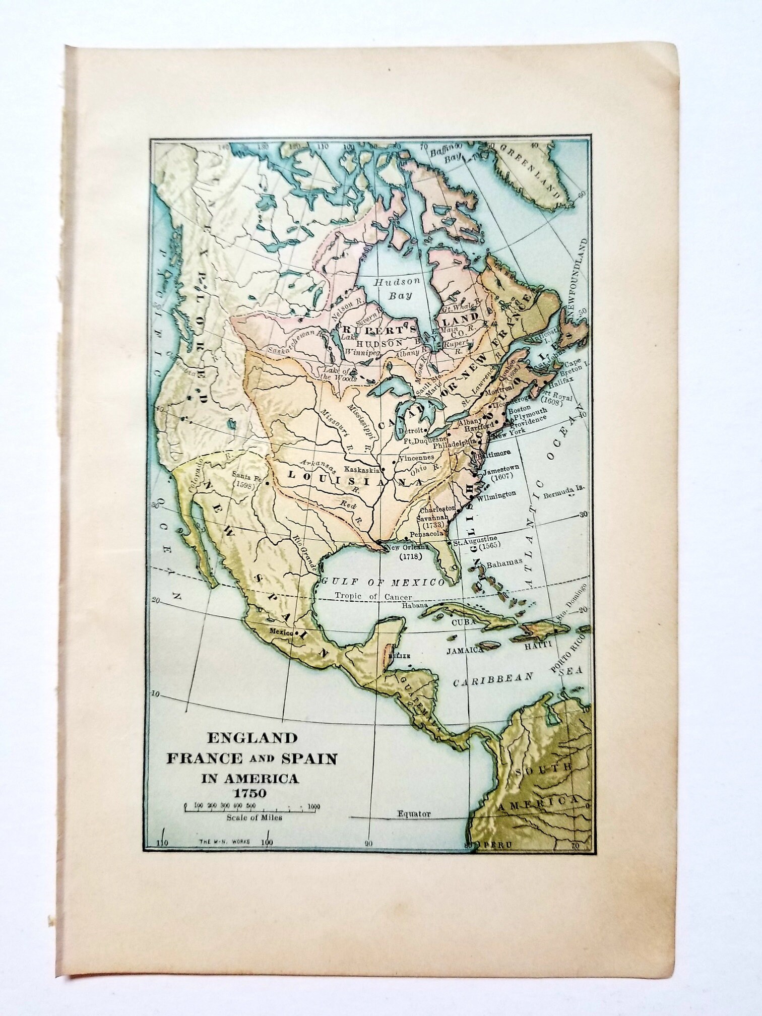 Vintage 1921 Map of North America 1750 / Map Wall Art / Office | Etsy