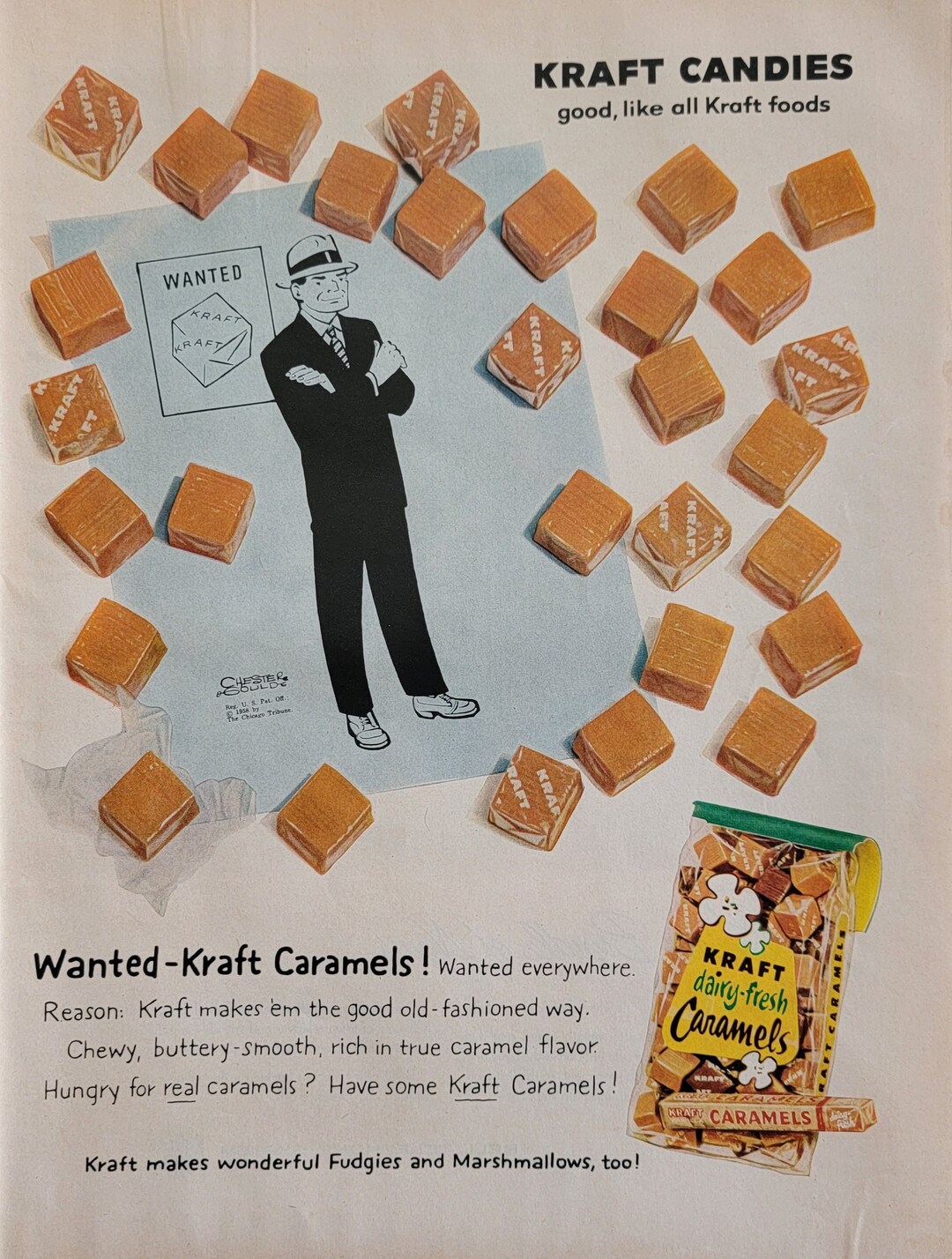 1959 Kraft Caramels Candy Vintage Advertisement Kitchen Wall Art Candy ...