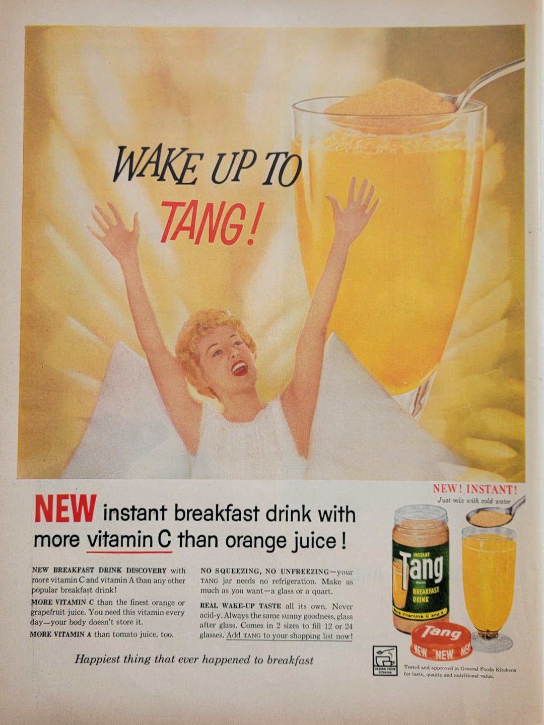 1959 Tang Vintage Advertisement Kitchen Wall Art Diner Decor Breakfast ...