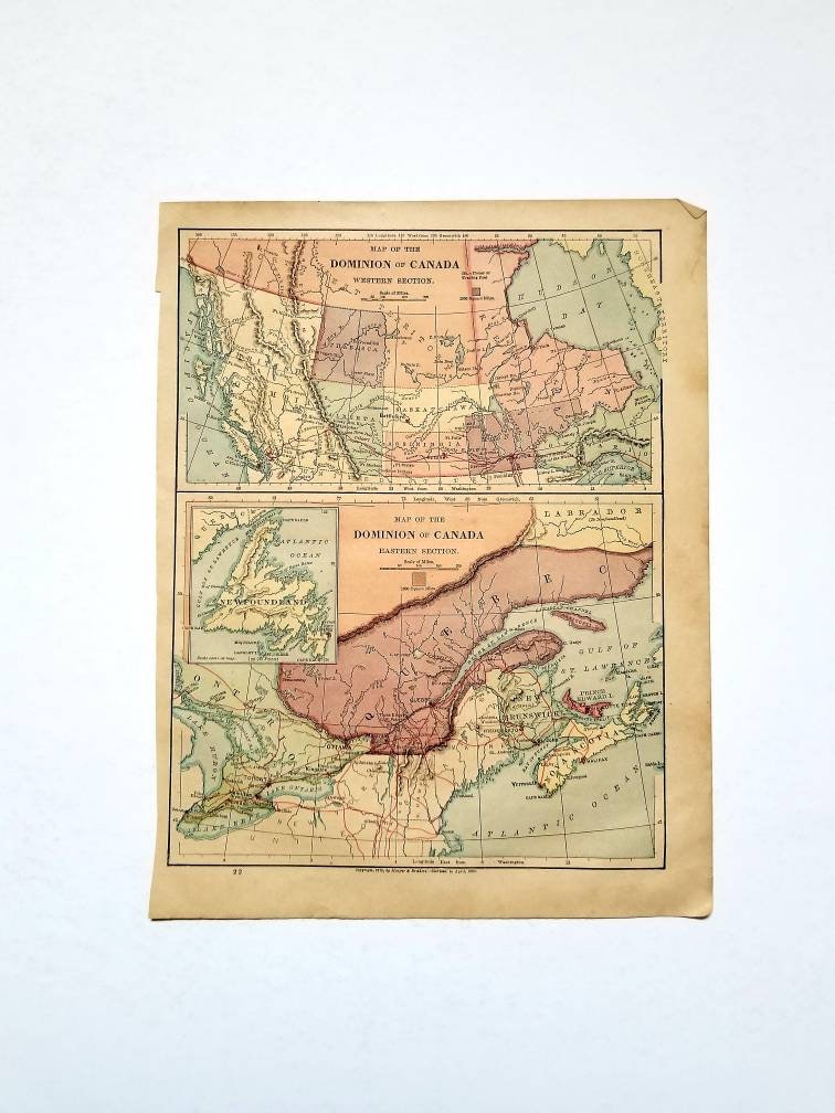 Antique 1890 Map of Canada / Map Wall Art / Office Decor / | Etsy